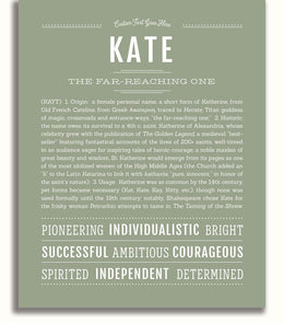 Kate Personalized Name Meaning Art Prints – Name Stories