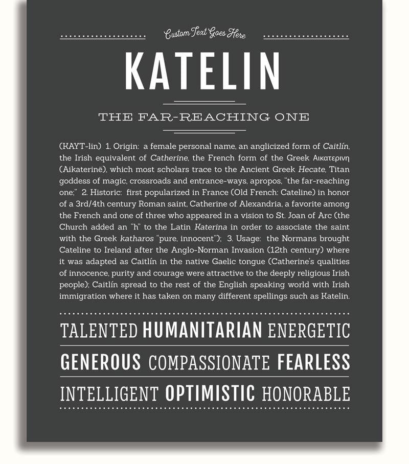 Katelin Personalized Name Meaning Art Prints – Name Stories