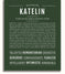 Katelin Personalized Name Meaning Art Prints – Name Stories