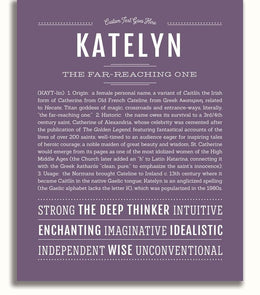 Katelyn Personalized Name Meaning Art Prints – Name Stories