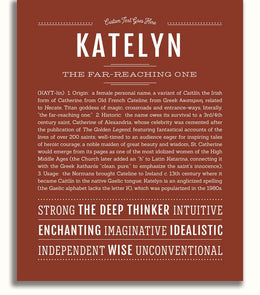Katelyn Personalized Name Meaning Art Prints – Name Stories
