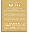 Katelyn Personalized Name Meaning Art Prints – Name Stories