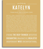 Katelyn Personalized Name Meaning Art Prints – Name Stories