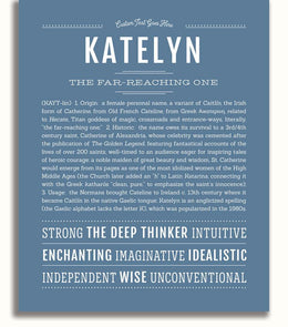 Katelyn Personalized Name Meaning Art Prints – Name Stories