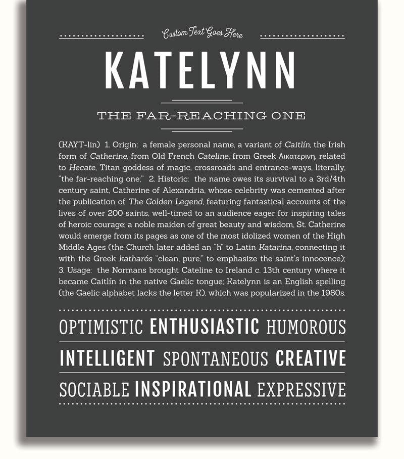 Katelynn Personalized Name Meaning Art Prints – Name Stories