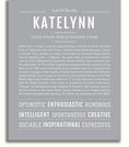 Katelynn Personalized Name Meaning Art Prints – Name Stories