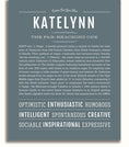 Katelynn Personalized Name Meaning Art Prints – Name Stories