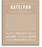 Katelynn Personalized Name Meaning Art Prints – Name Stories