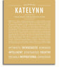Katelynn Personalized Name Meaning Art Prints – Name Stories