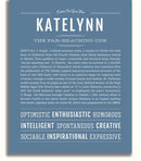 Katelynn Personalized Name Meaning Art Prints – Name Stories
