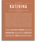 Katerina Personalized Name Meaning Art Prints – Name Stories