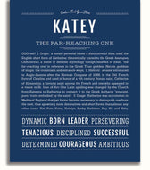 Katey Personalized Name Meaning Art Prints – Name Stories