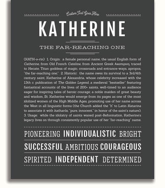 Katherine Personalized Name Meaning Art Prints – Name Stories