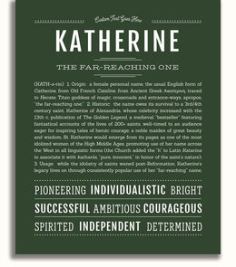 Katherine Personalized Name Meaning Art Prints – Name Stories