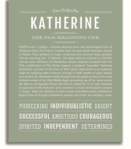 Katherine Personalized Name Meaning Art Prints – Name Stories
