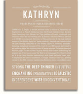 Kathryn Personalized Name Meaning Art Prints – Name Stories