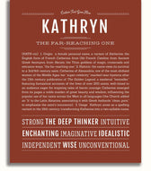 Kathryn Personalized Name Meaning Art Prints – Name Stories