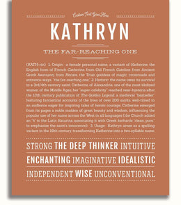 Kathryn Personalized Name Meaning Art Prints – Name Stories