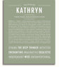 Kathryn Personalized Name Meaning Art Prints – Name Stories