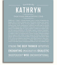 Kathryn Personalized Name Meaning Art Prints – Name Stories