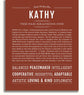 Kathy Personalized Name Meaning Art Prints – Name Stories