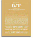 Katie Personalized Name Meaning Art Prints – Name Stories