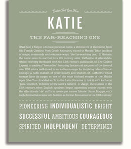 Katie Personalized Name Meaning Art Prints – Name Stories