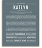Katlyn Personalized Name Meaning Art Prints – Name Stories