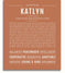 Katlyn Personalized Name Meaning Art Prints – Name Stories