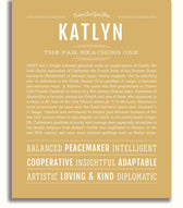 Katlyn Personalized Name Meaning Art Prints – Name Stories