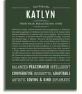 Katlyn Personalized Name Meaning Art Prints – Name Stories