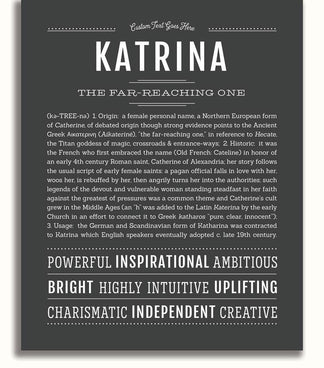 Katrina Personalized Name Meaning Art Prints – Name Stories