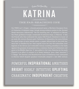 Katrina Personalized Name Meaning Art Prints – Name Stories