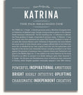 Katrina Personalized Name Meaning Art Prints – Name Stories