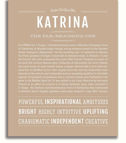 Katrina Personalized Name Meaning Art Prints – Name Stories