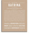 Katrina Personalized Name Meaning Art Prints – Name Stories