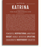 Katrina Personalized Name Meaning Art Prints – Name Stories