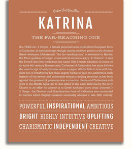 Katrina Personalized Name Meaning Art Prints – Name Stories