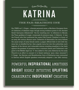 Katrina Personalized Name Meaning Art Prints – Name Stories