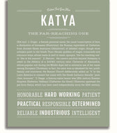Katya Personalized Name Meaning Art Prints – Name Stories