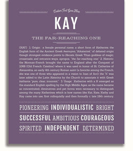 Kay Personalized Name Meaning Art Prints – Name Stories