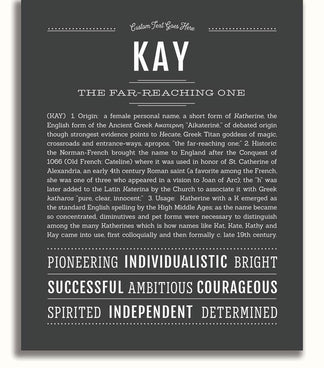 Kay Personalized Name Meaning Art Prints – Name Stories