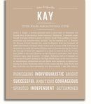 Kay Personalized Name Meaning Art Prints – Name Stories