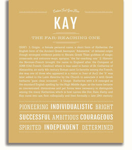 Kay Personalized Name Meaning Art Prints – Name Stories