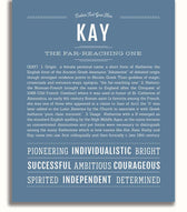 Kay Personalized Name Meaning Art Prints – Name Stories