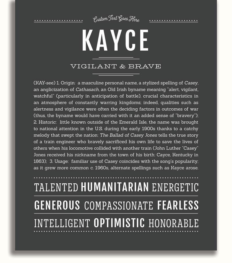 Kayce (male) | Name Art Print – Name Stories