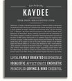 Kaydee Personalized Name Meaning Art Prints – Name Stories