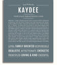 Kaydee Personalized Name Meaning Art Prints – Name Stories