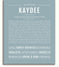 Kaydee Personalized Name Meaning Art Prints – Name Stories
