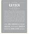 Kayden Personalized Name Meaning Art Prints – Name Stories